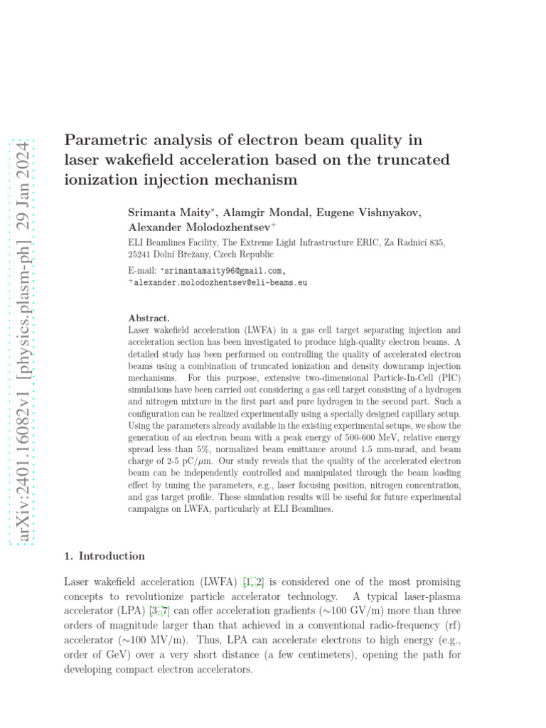 Simulation Based Paper | PDF | Electron | Particle Accelerator