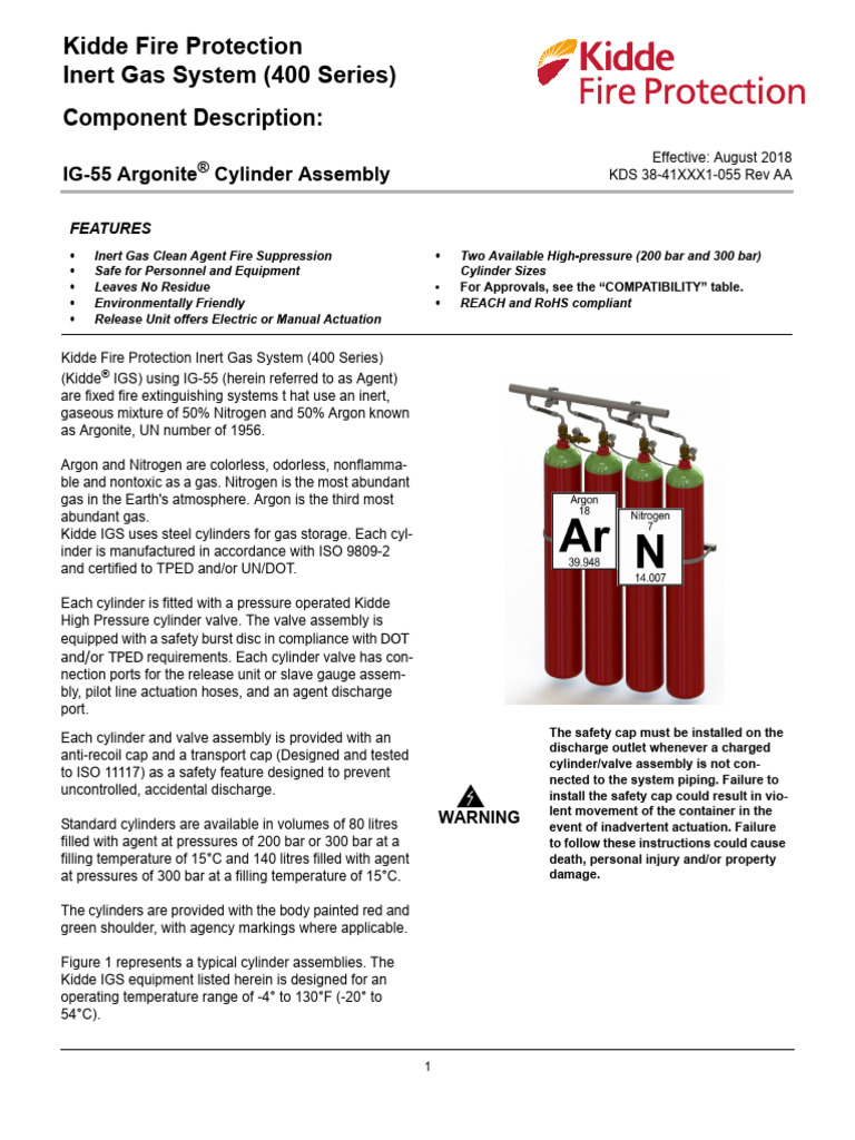 Kidde Fire Protection Inert Gas System (400 Series) | PDF | Valve | Gas ...