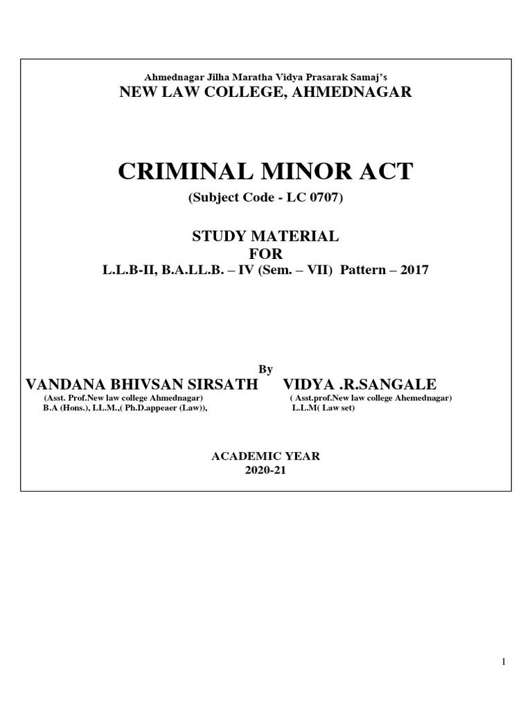 Criminal Minor Acts Study Material | PDF | Search Warrant | Law Enforcement