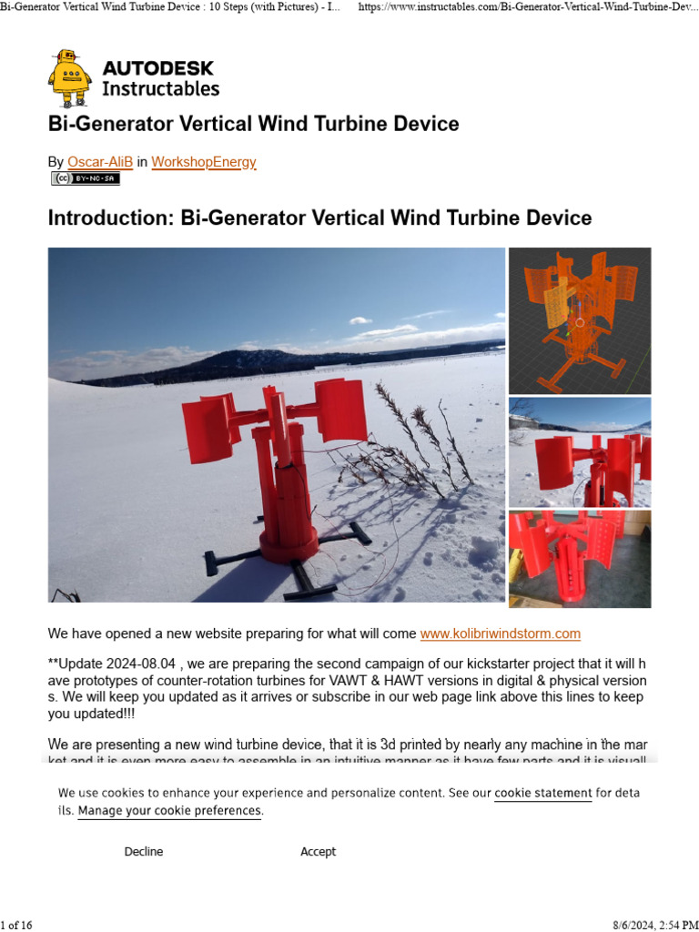 Bi-Generator Vertical Wind Turbine Device - 10 Steps | PDF | Electric ...