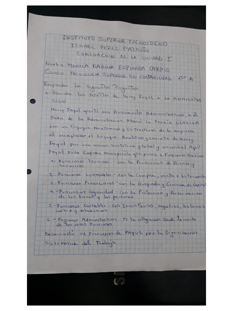 Evaluacion de La Unidad I de Monica Espinoza Carpio | PDF