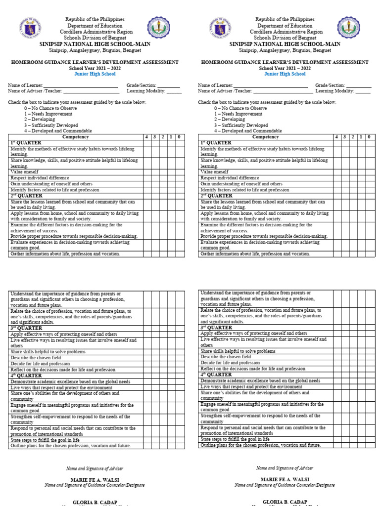 HGP Assessment For Junior 1 | PDF | Learning | Decision Making