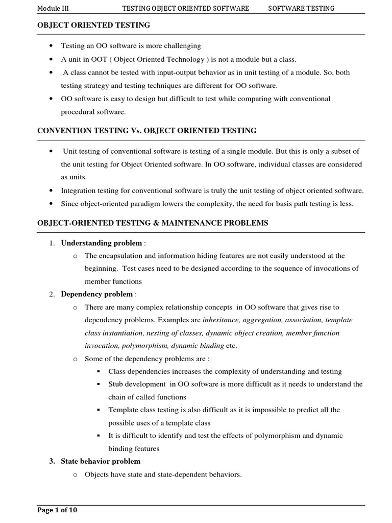 Module Iii Object Oriented Testing Pdf Inheritance Object Oriented Programming Method