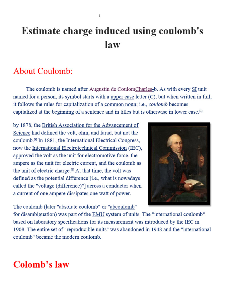 Estimate Charge Induced Using Coulomb's Law | PDF | Electric Charge | Force
