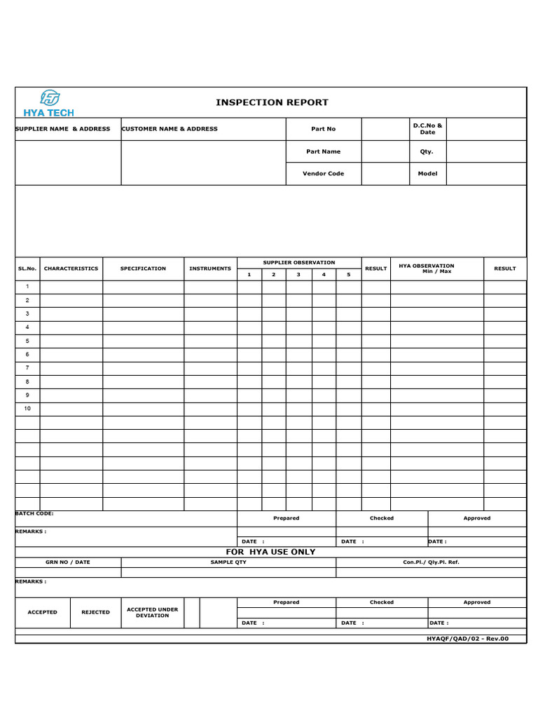 Inspection Report FORMATE | PDF | Technology & Engineering