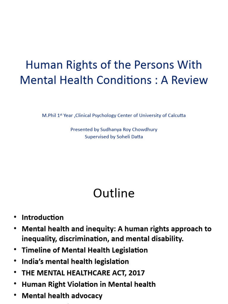 Human Rights and Mental Health Advocacy | PDF | Disability | Mental Health