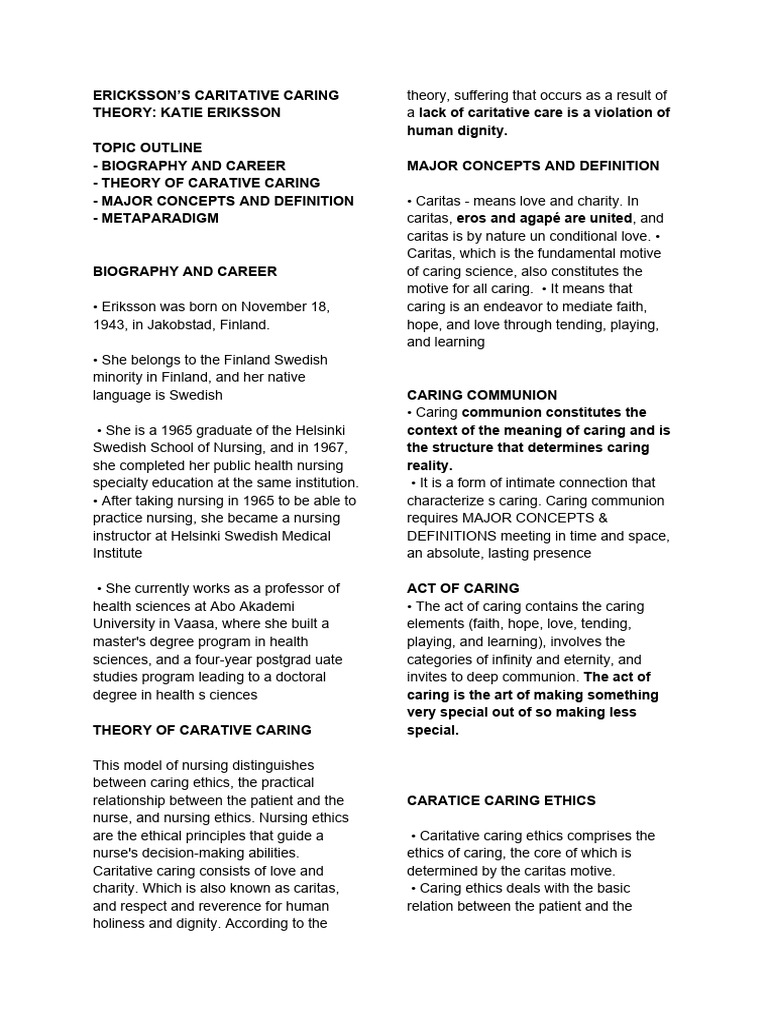 ERICKSSON’S CARITATIVE CARING THEORY_ KATIE ERIKSSON | PDF | Dignity | Nursing