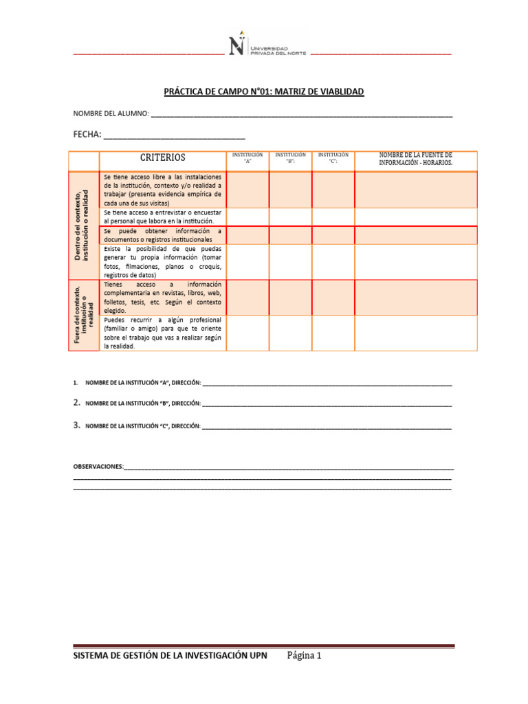 Sem 1 Matriz de Viabilidad | PDF