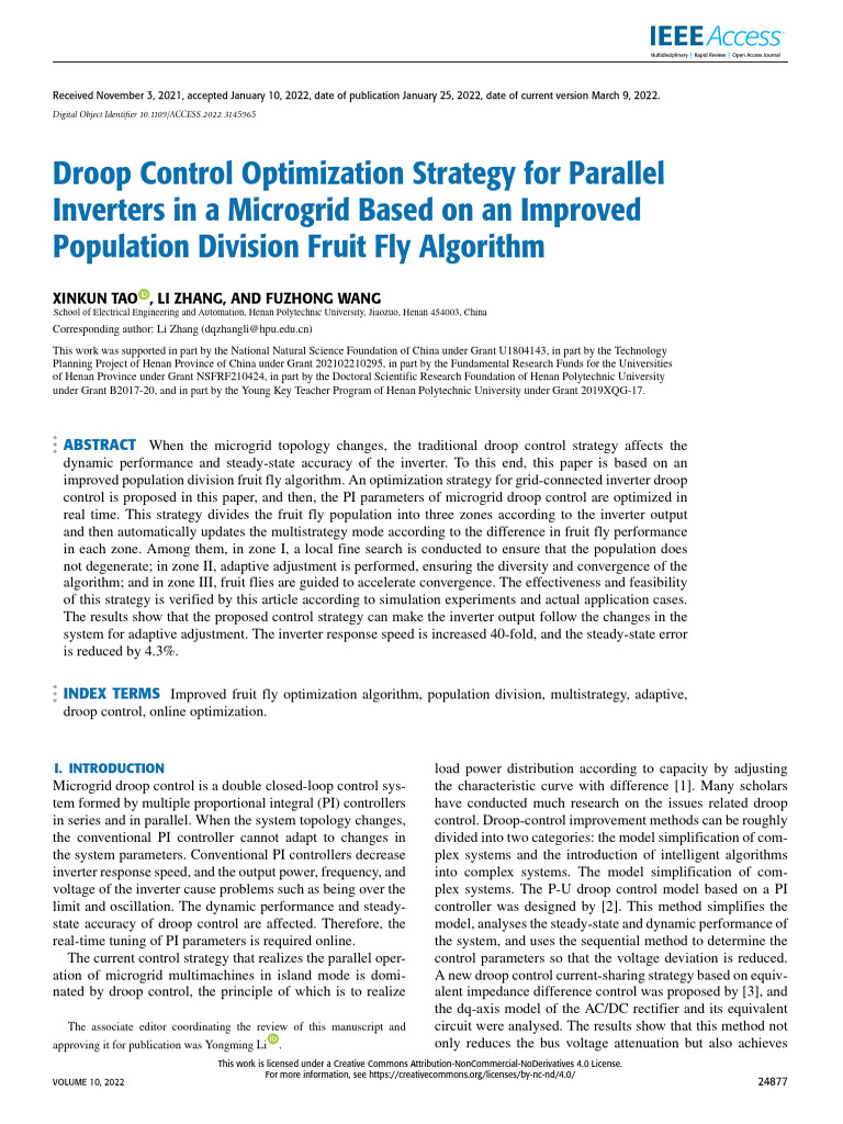 Droop Control Optimization Strategy For Parallel Inverters In A Microgrid Based On An Improved 6483