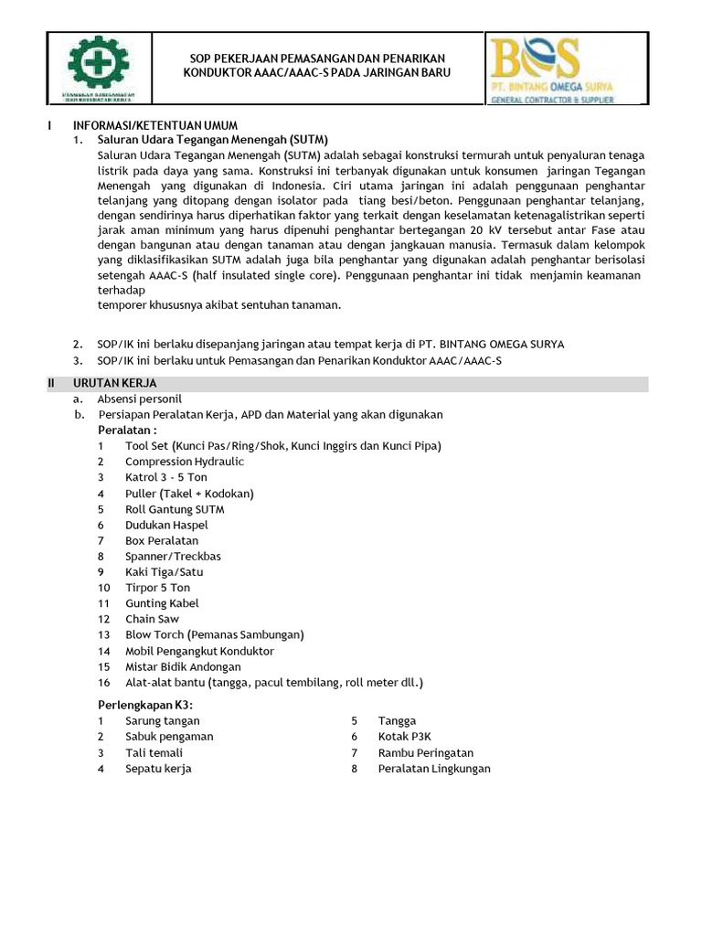 Sop Pemb JTM | PDF | Teknologi & Rekayasa