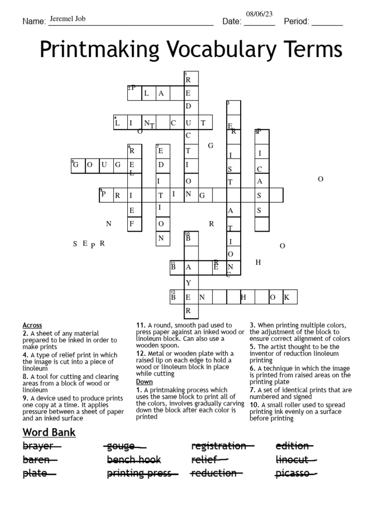 Printmaking Vocabulary Terms 13c338 61633e34 | PDF | Printmaking | Printing