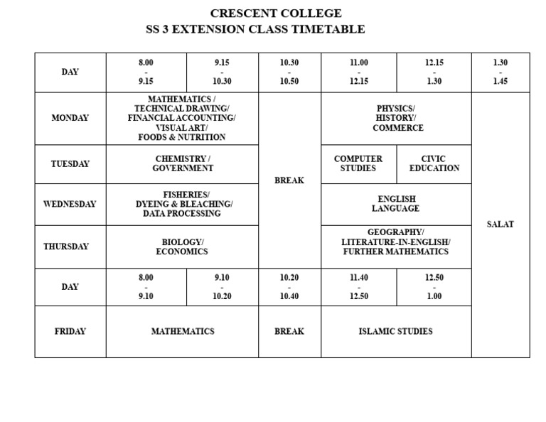 SS3 Extension Timetable '24 - 121250 | PDF