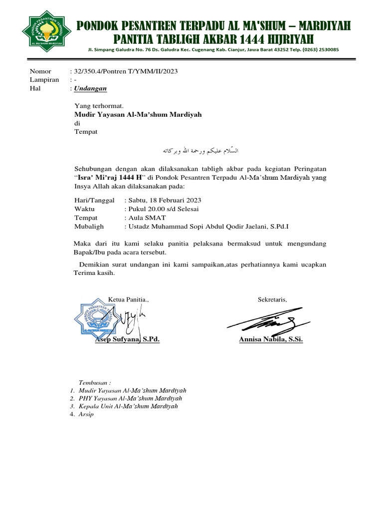 Undangan Tabhligh Akbar Ust Yasfi | PDF