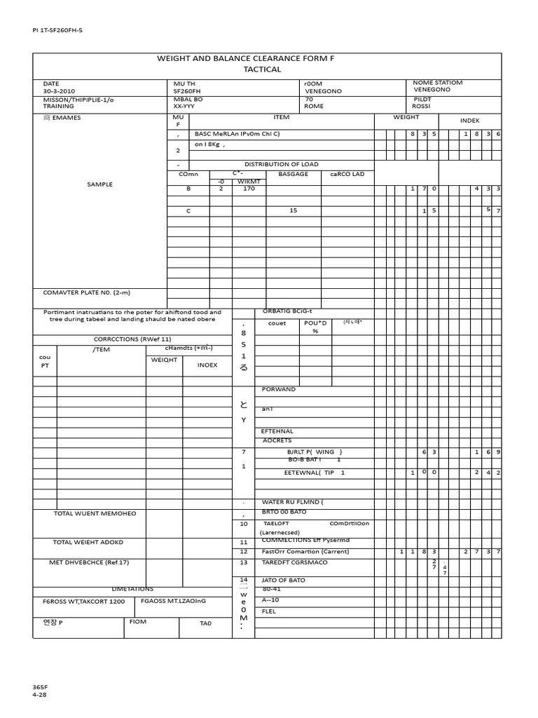 Weight and Balance Clearance Form | PDF