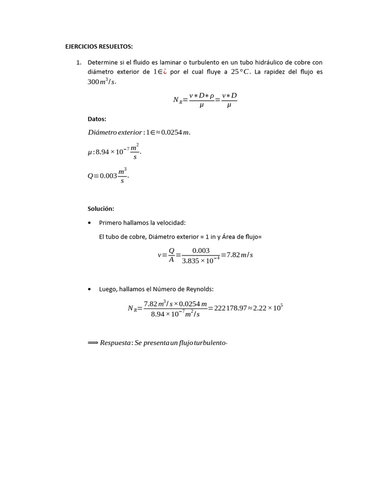 Ejercicios Resueltos y Ejercicios Propuestos | PDF | Numero Reynolds | Presión