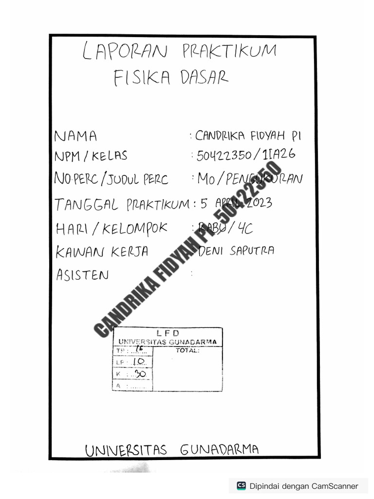 LAPORAN PENDAHULUAN + LAPORAN AKHIR M0 (Pengukuran) - Lab Fisika Dasar ...