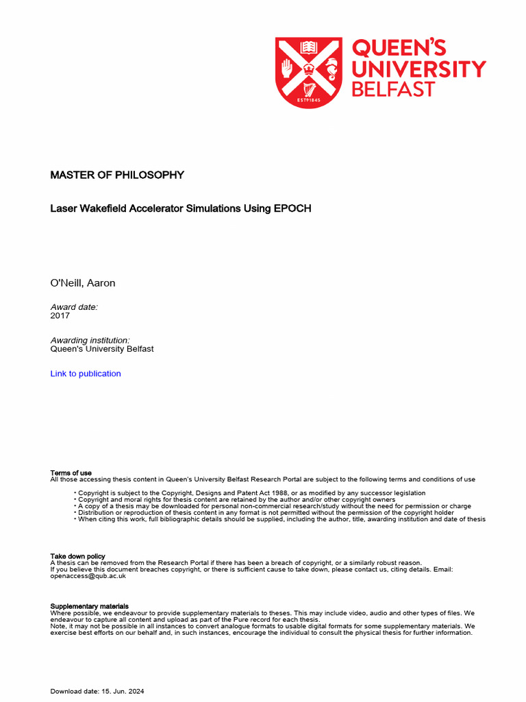 Aaron ONeill 40007530 | PDF | Plasma (Physics) | Electron