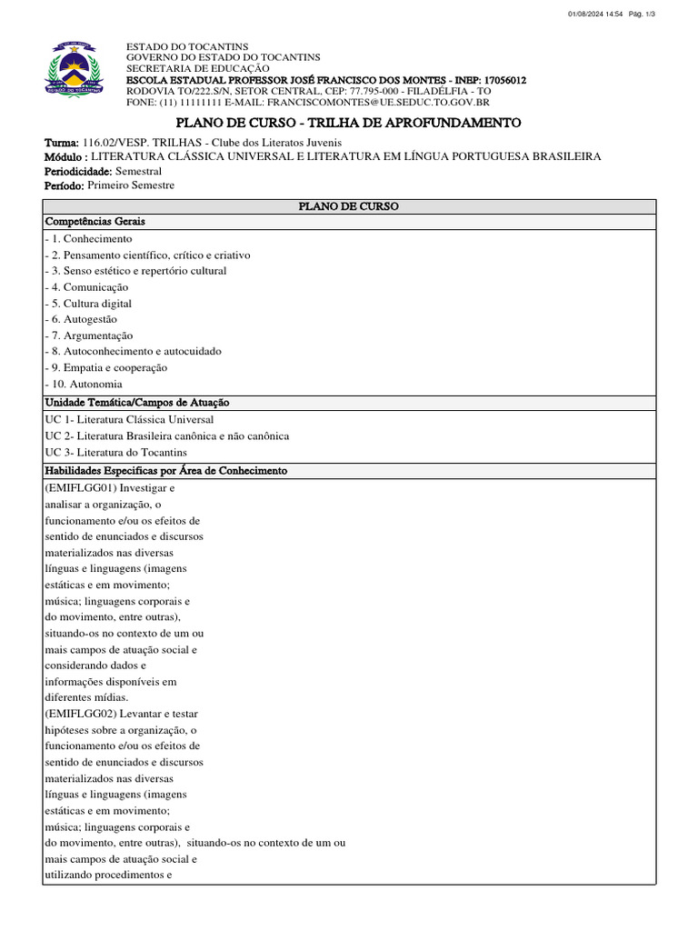 PLANO DE CURSO - TRILHA DE APROFUNDAMENTO - 116.02 - VESP. TRILHAS ... PLANO DE CURSO - TRILHA DE APROFUNDAMENTO - 116.02 - VESP. TRILHAS ...