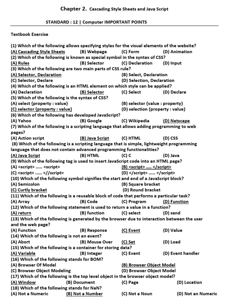 CH2-MCQ-12 Comp | PDF | Java Script | World Wide Web