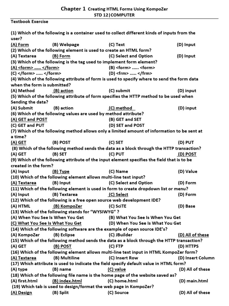 CH1-MCQ-12 cmp | PDF | Html | World Wide Web