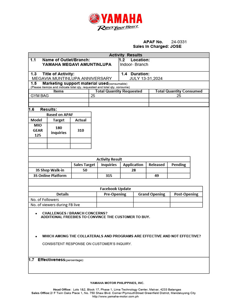 Activity Result Format Anniversary - Munti | PDF | Business Process ...