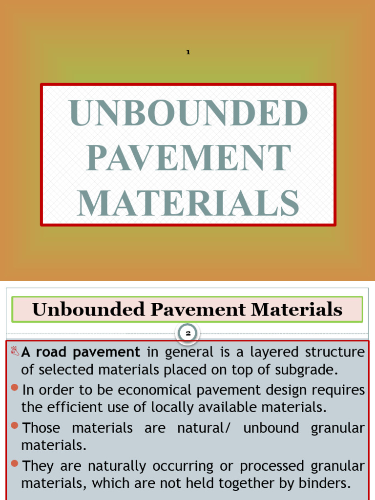 Unbounded Pavement Materials Overview | PDF | Rock (Geology) | Road Surface