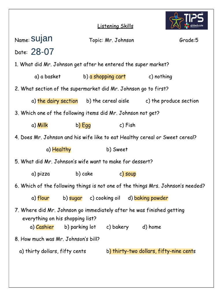 G5 Listening WS1 | PDF