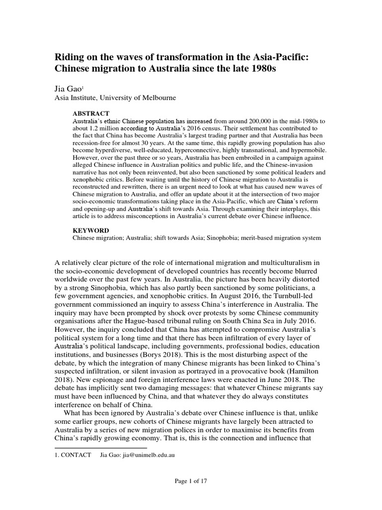 Chinese Migration to Australia: Trends & Impact | PDF | Human Migration ...