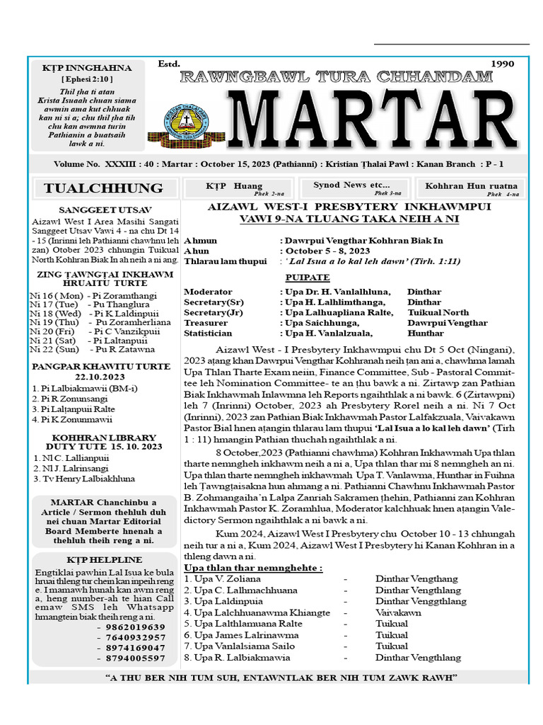 15 October, Martar 2023 | PDF | Protestant Denominational Families