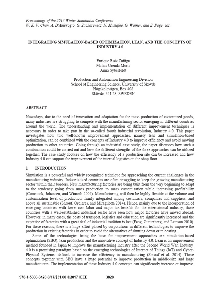 Integrating Simulation Based-Optimization, Lean, & Industry 4.0 | PDF | Conceptual Model | Logistics