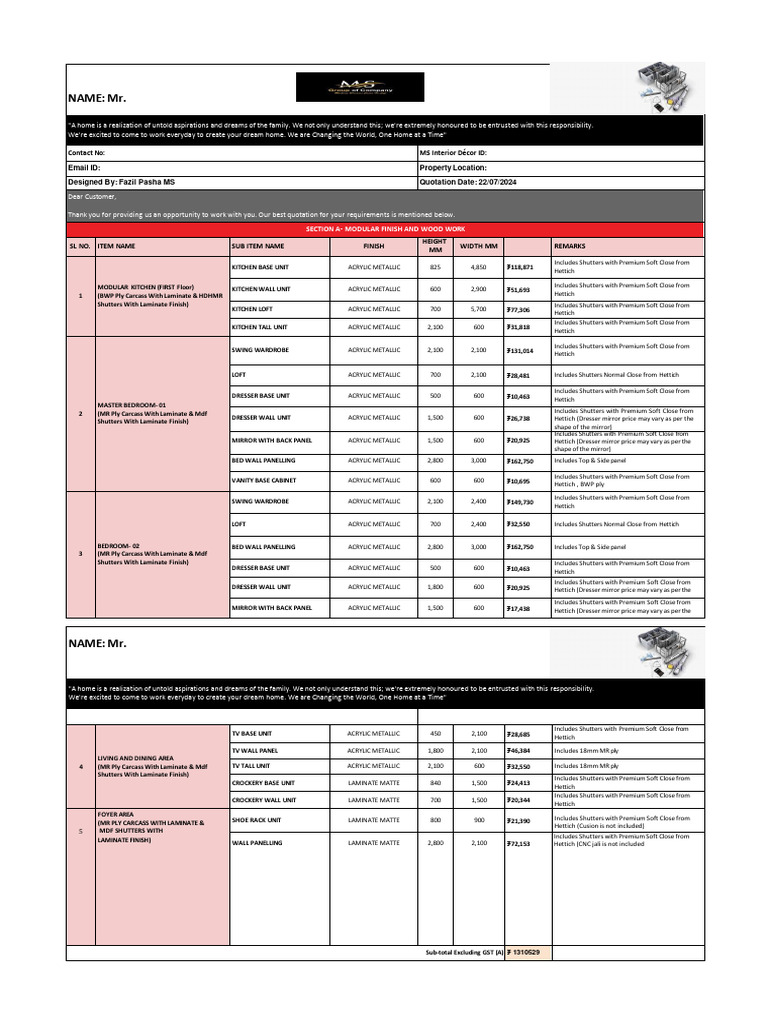 MR Babu & MR Prashanth Estimation | PDF | Customer | Supply Chain MR Babu & MR Prashanth Estimation | PDF | Customer | Supply Chain