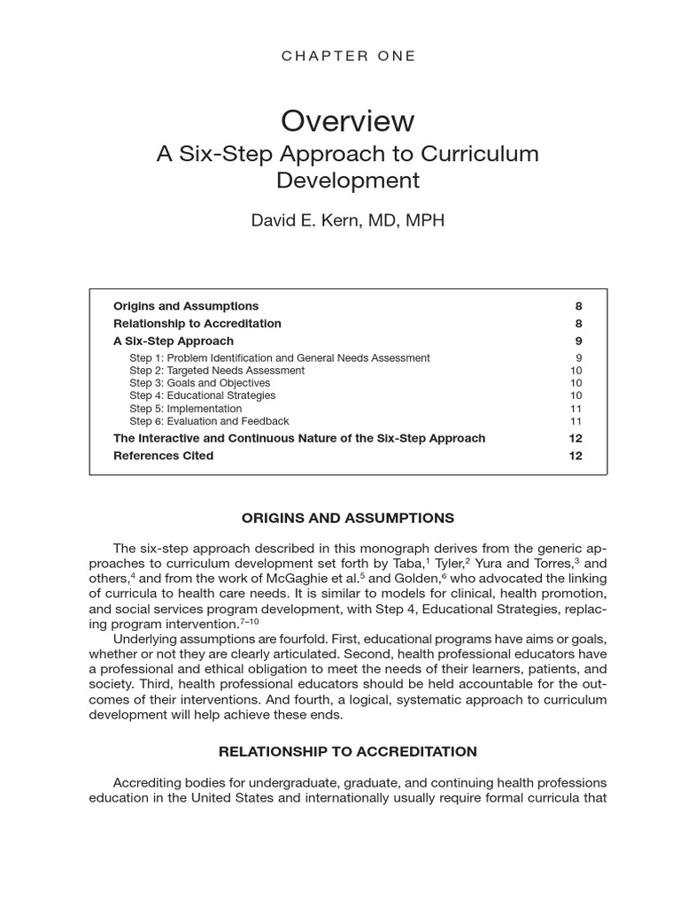 3 - A Six-Step Approach To Curriculum Development - Overview (David E ...