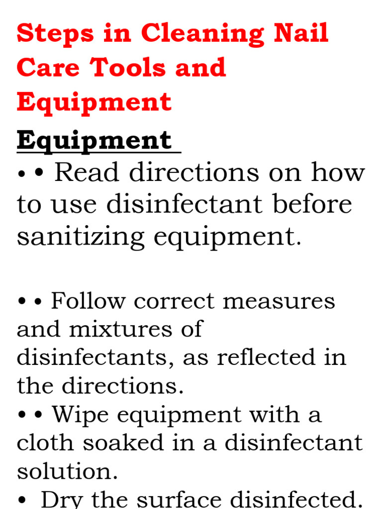 Steps in Cleaning Nail Care Tools and Equipment | PDF | Home & Garden