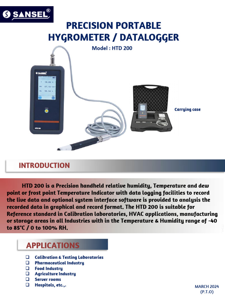 Precision Portable Hygrometer HTD 200 | PDF | Humidity