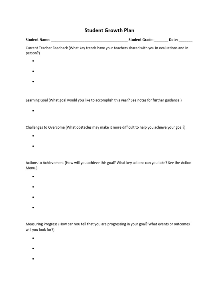 Student Growth Plan | PDF | Goal | Learning