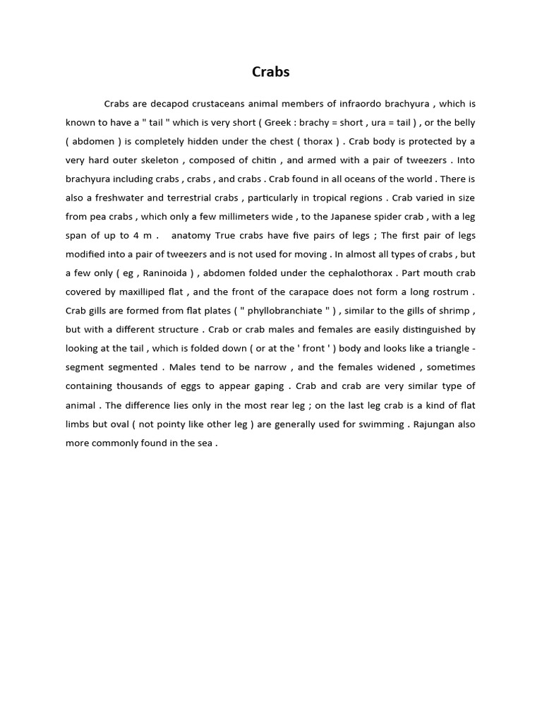 Overview of Crab Anatomy and Life Cycle | PDF