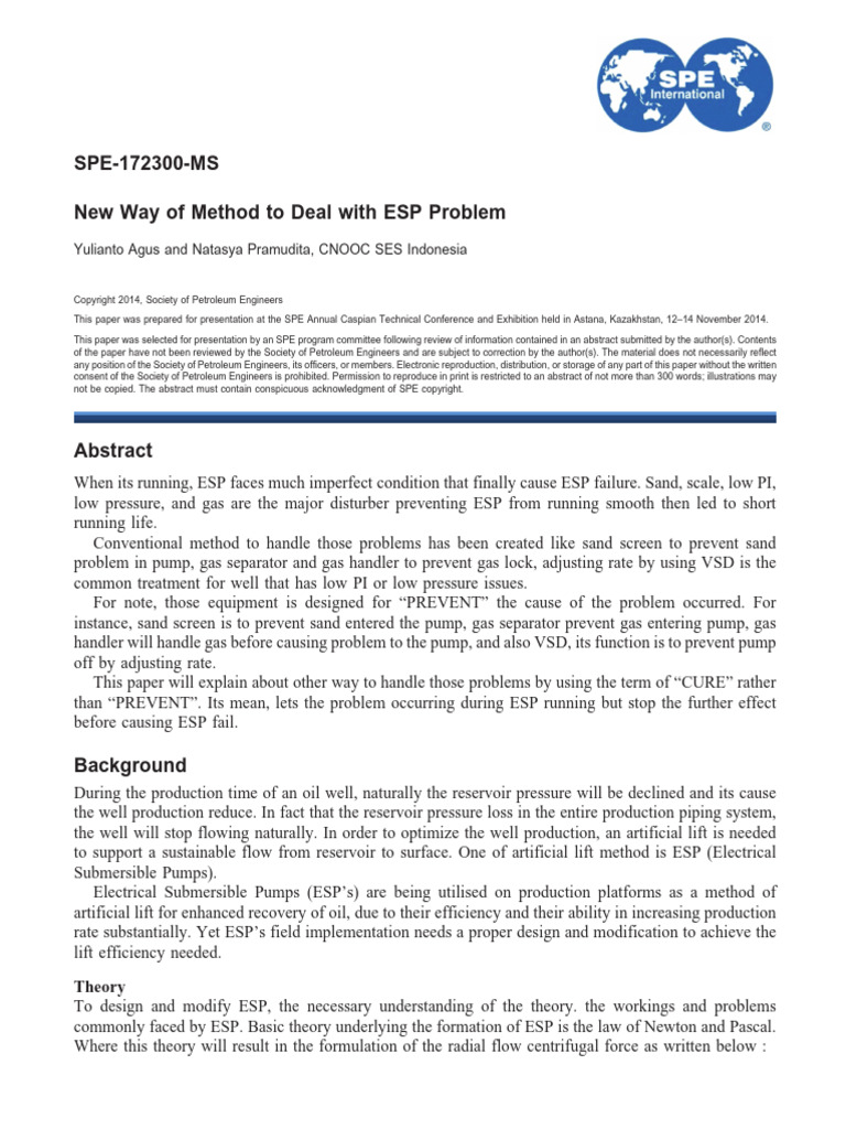 Deal with ESP Problem | PDF | Force | Pump