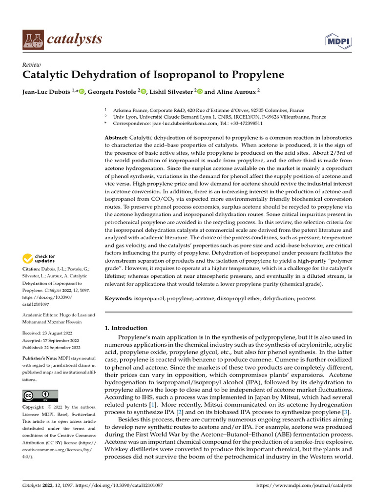 catalysts-12-01097-v2 | PDF | Catalysis | Chemical Reactions