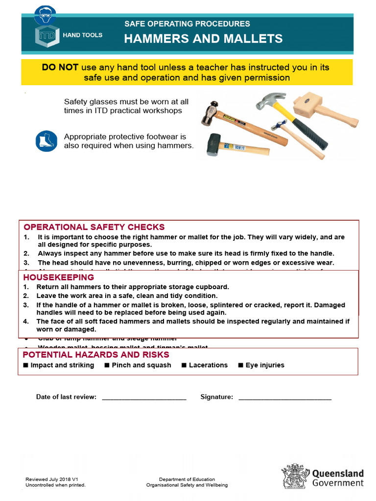 Sop HT Hammers and Mallets | PDF | Hammer | Tools