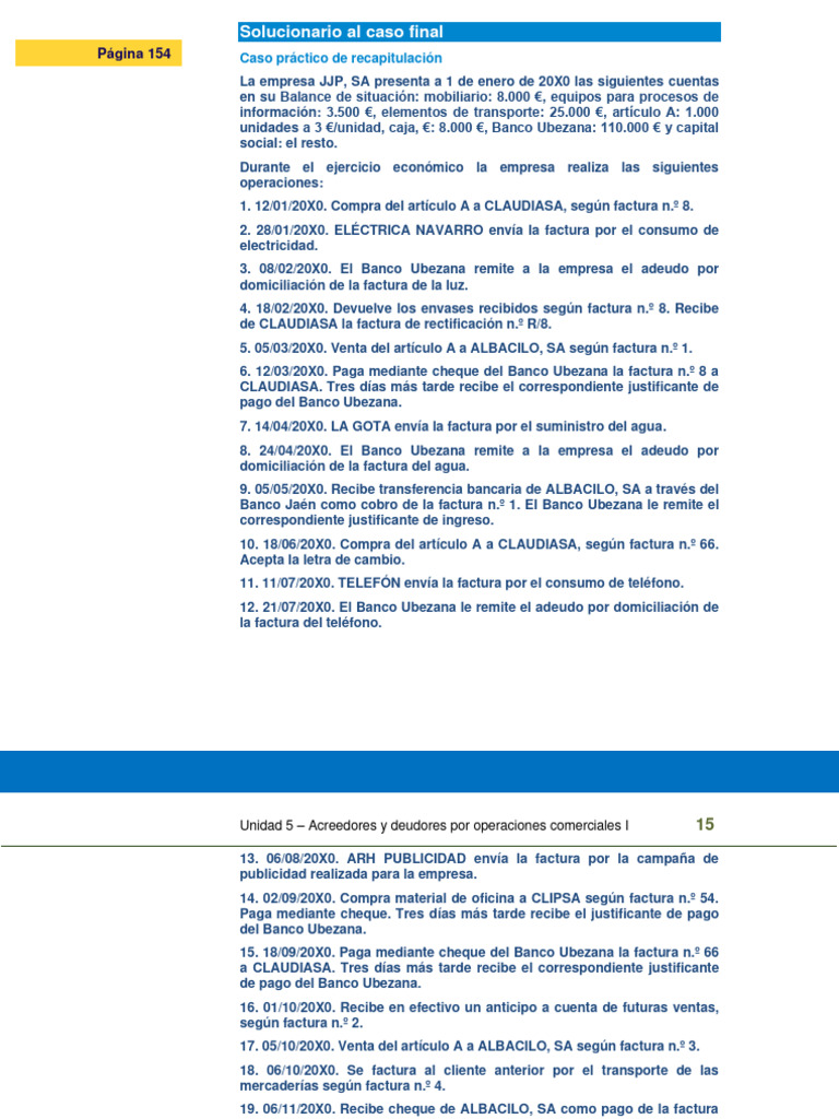 28 - U5 Libro 2do Año Pag 154 Caso Final-Enunciado y Solucion | PDF | Pagos | Bancos