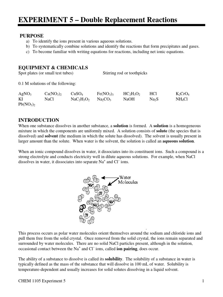 Exp_5_Double_Replacement | PDF | Solubility | Aqueous Solution
