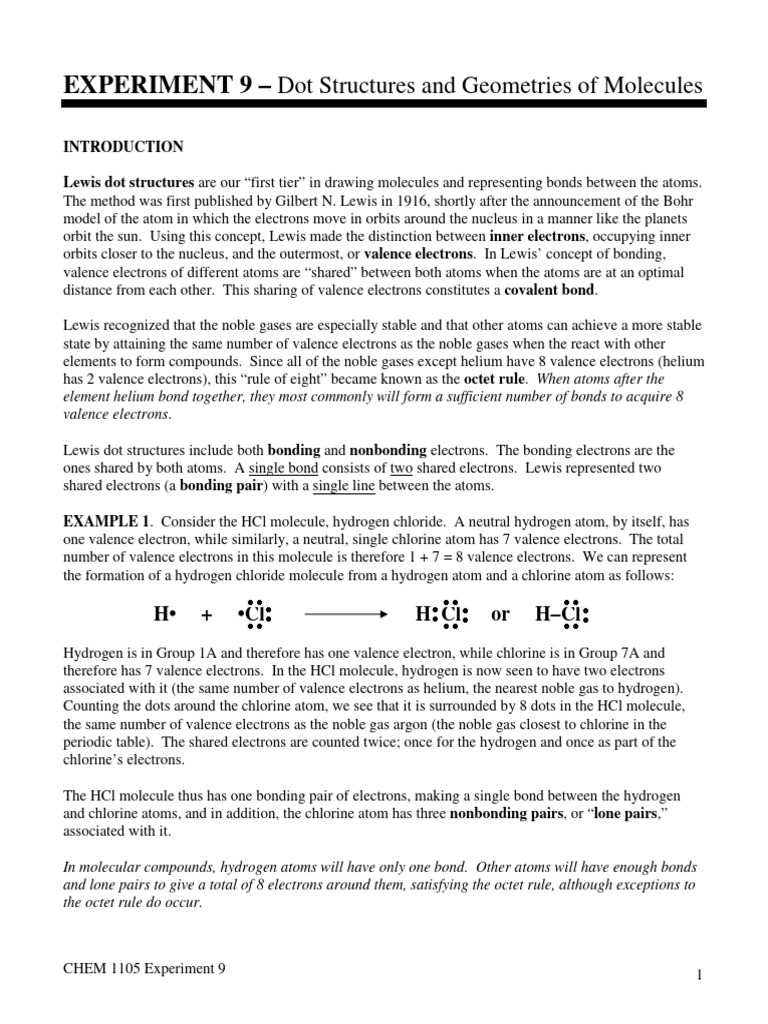 Lewis Dot Structures & VSEPR Theory | PDF | Chemical Polarity ...