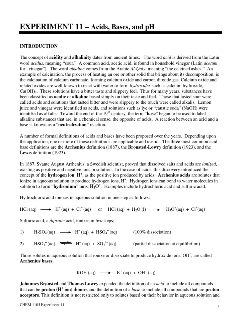 Exp 11 Acids Bases | PDF | Acid | Hydroxide