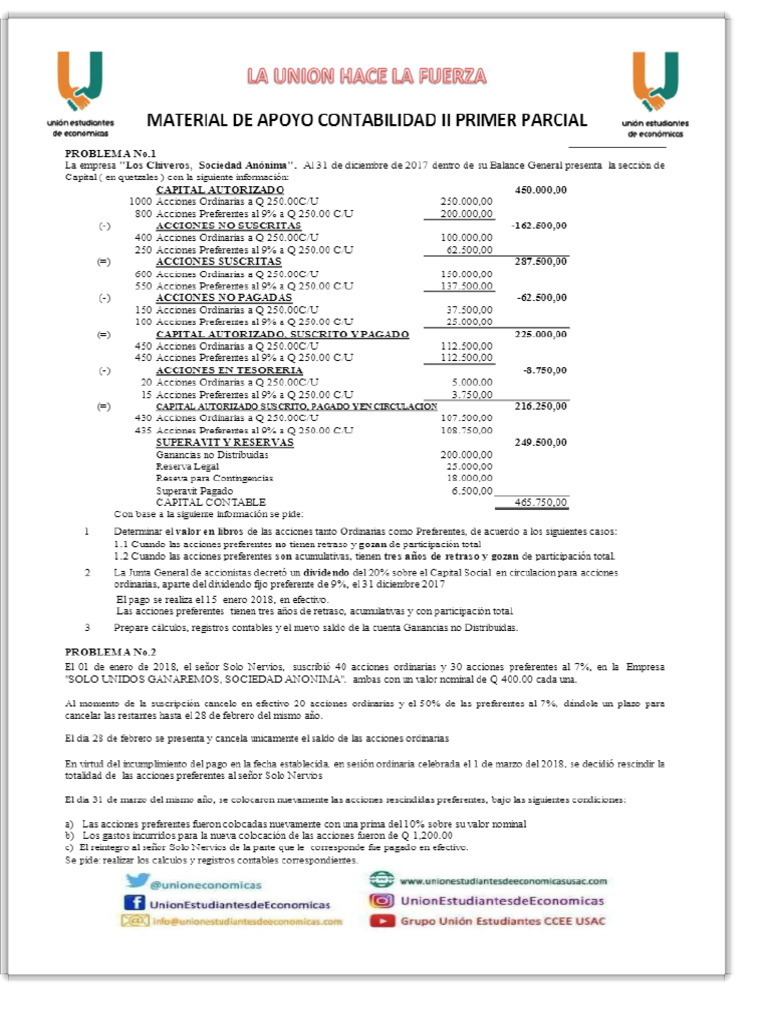 MATERIAL DE APOYO CONTABILIDAD II PRIMER PARCIAL - PDF Descargar Libre | PDF