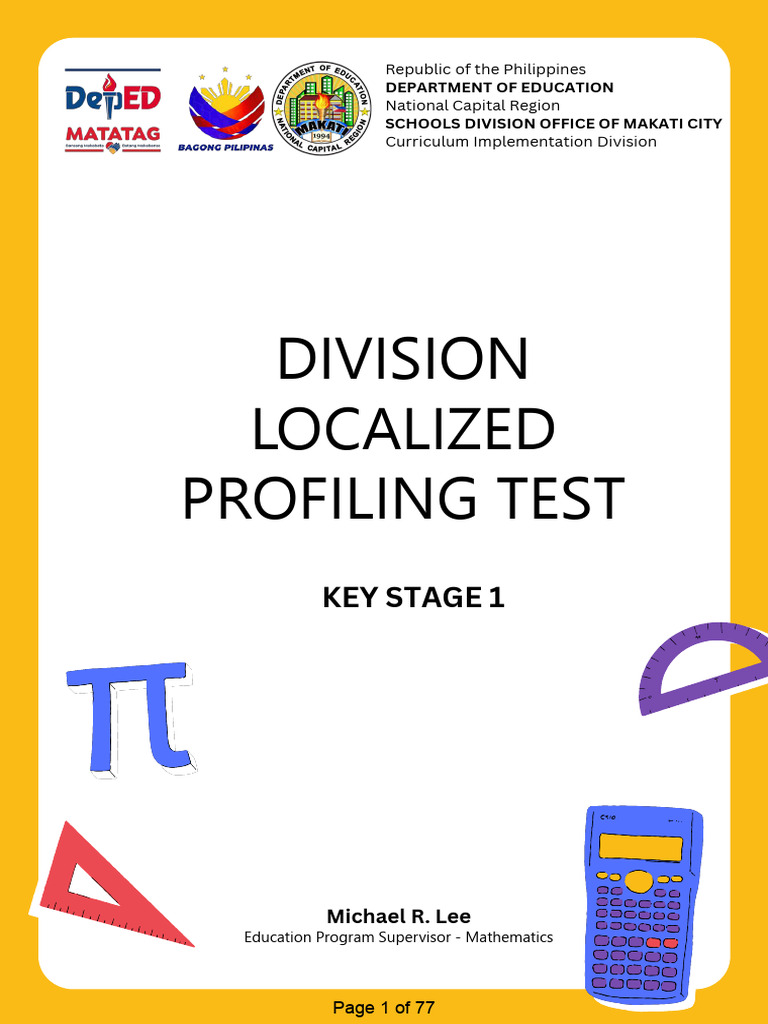 For Grades 1 To 3 Division Localized Profiling Test | PDF | Mathematics