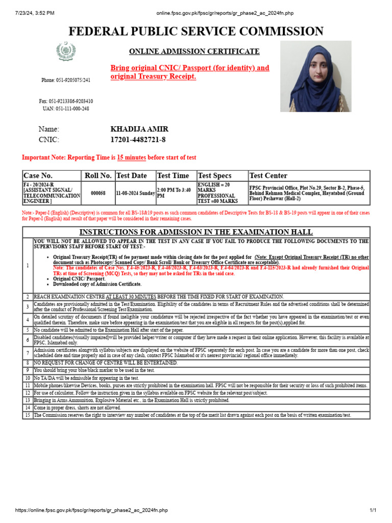 Online - Fpsc.gov - PK FPSC GR Reports GR Phase2 Ac 2024fn - PHP | PDF