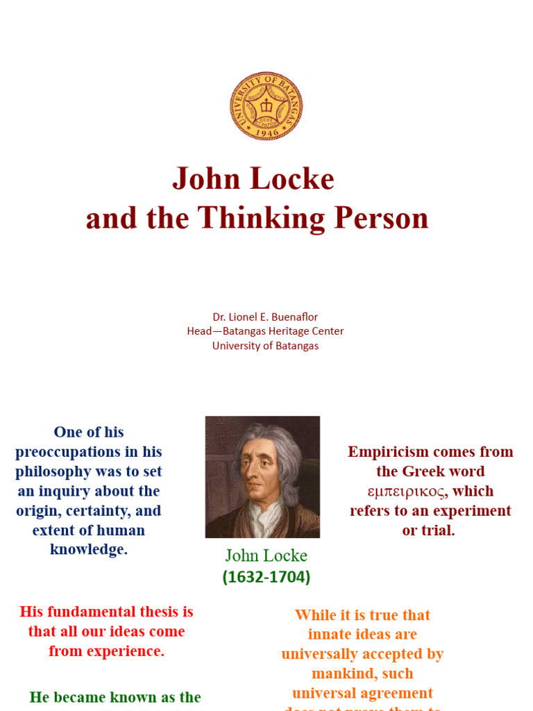 Philo of Man 09-John Locke | PDF | Idea | Empiricism