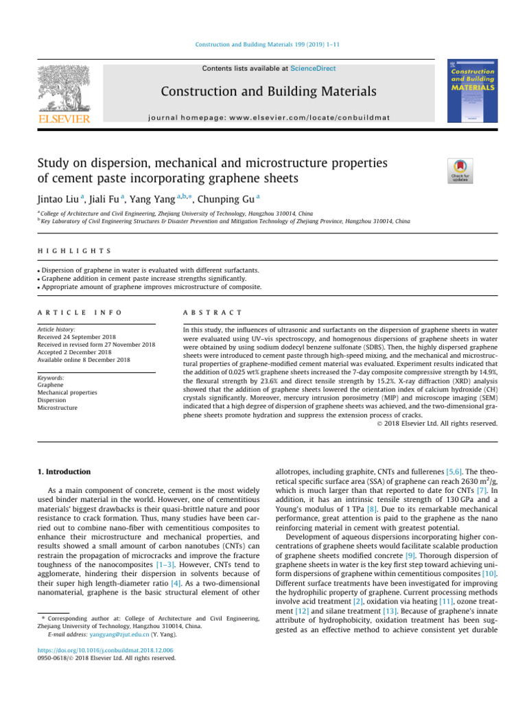 2019 - Study On Dispersion, Mechanical and Microstructure Properties of Cement Paste ...
