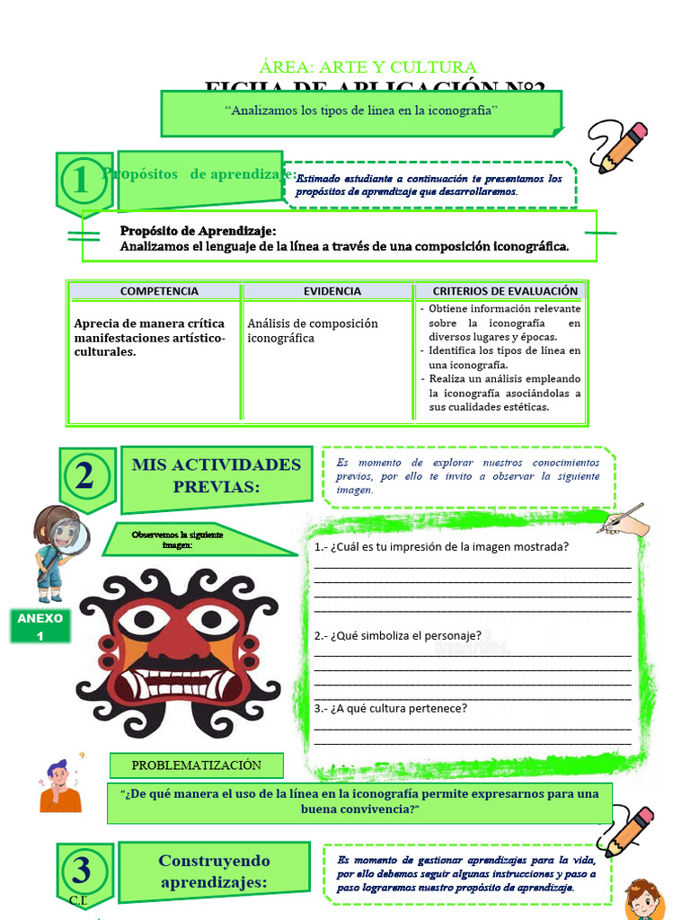 3° Ficha de Aplicación-Sesión2-Sem.2-Exp.1-Arte y Cultura | PDF | Aprendizaje | Educación en ...