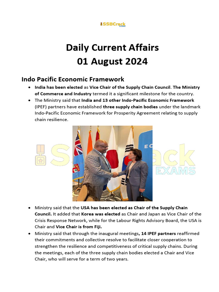Currrent Affairs 01 August 2024 | PDF